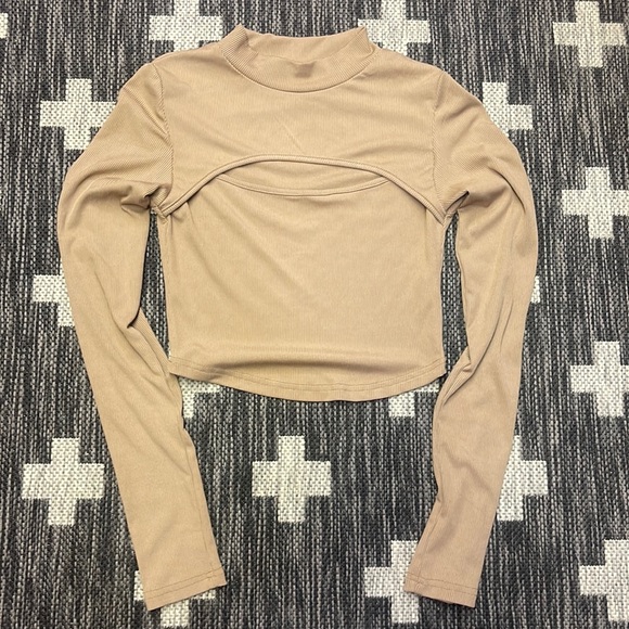 SHEIN | Tops | Shein Medium Tan Top With Chest Cut Out | Poshmark